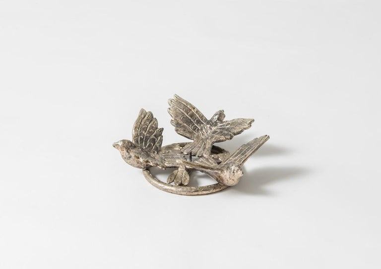 Bronze Candle Holder with Birds by Alekos Fassianos For Sale at 1stDibs