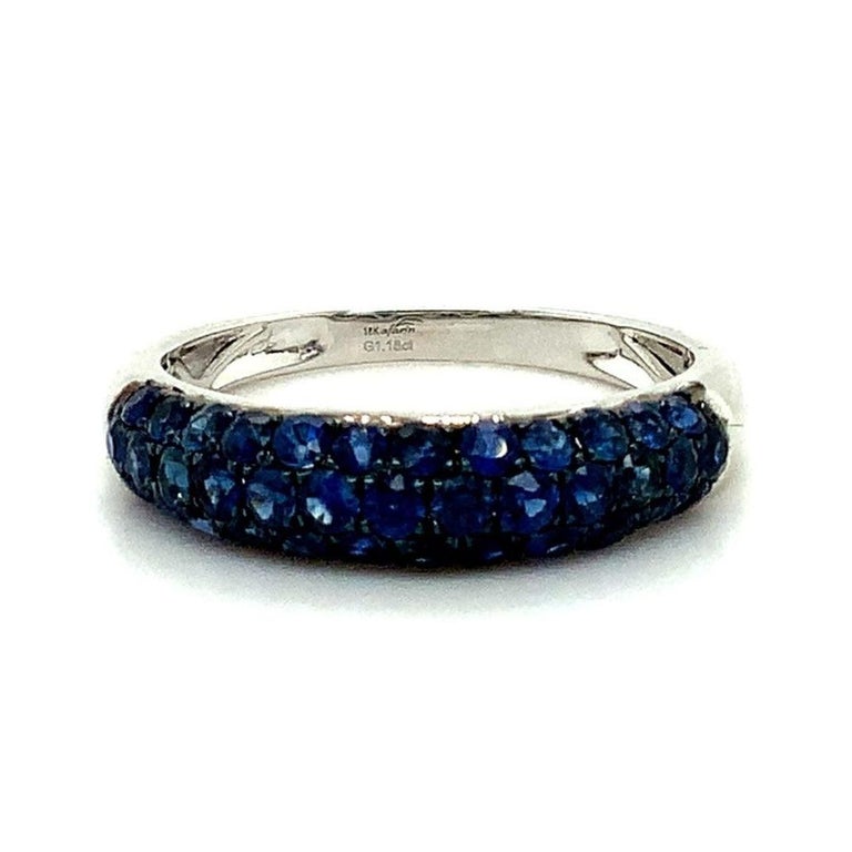 Afarin Collection 3 Rows of Pavé Blue Sapphire Band Set in 18k White ...