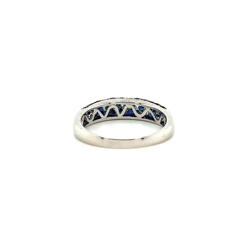 Afarin Collection 3 Rows of Pavé Blue Sapphire Band Set in 18k White ...
