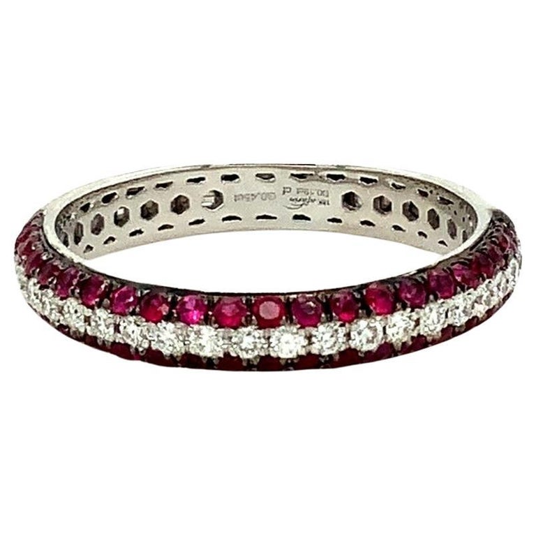 Afarin Collection 3 Rows Pavé Ruby and Diamond Band Set in 18k White ...