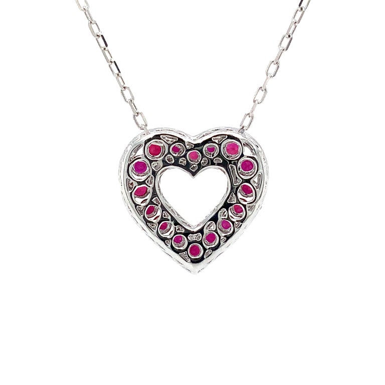 Afarin Collection Classic 3 Row African Ruby and Diamond Heart Shape ...