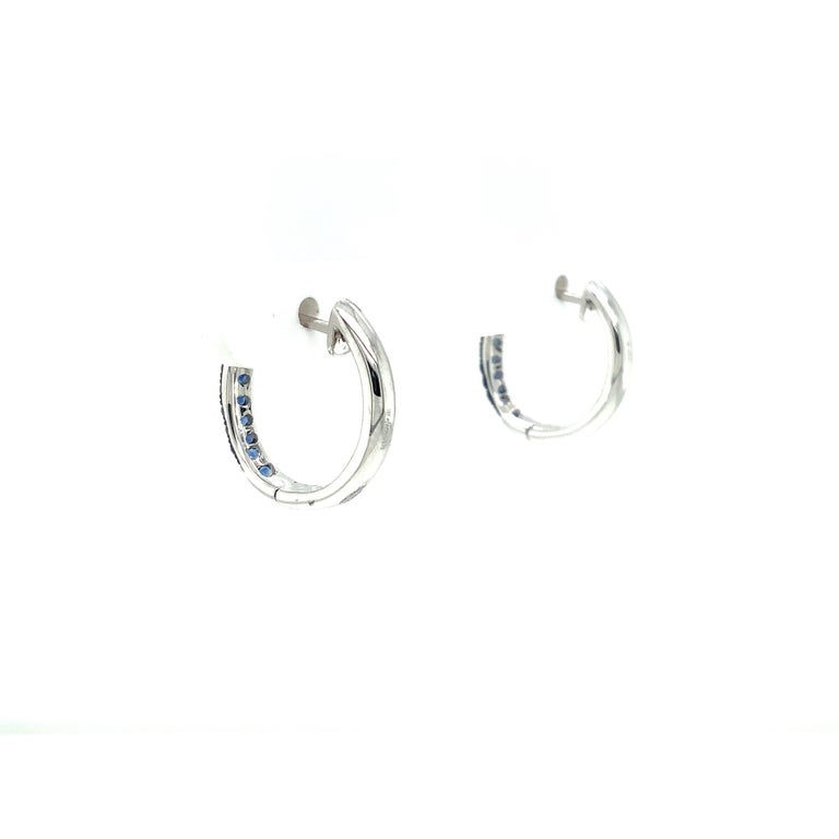 Afarin Collection Pavé Blue Sapphire Huggies Earring 18k White Gold and ...