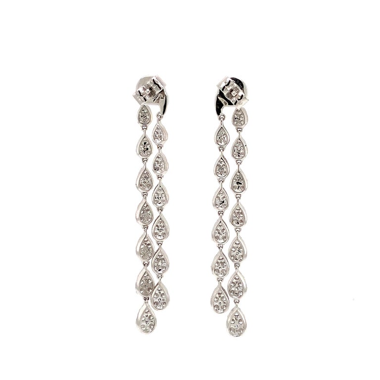 Afarin Collection Pear Shaped Links Pavé Diamond Drop Earrings 2.92cts ...