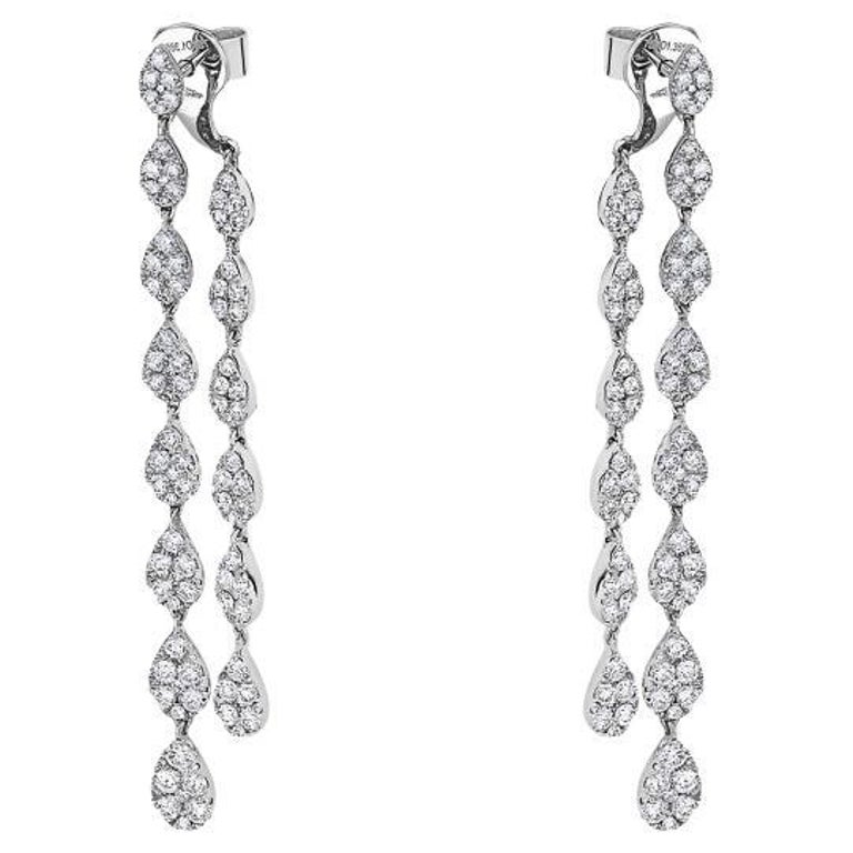 Afarin Collection Pear Shaped Links Pavé Diamond Drop Earrings 2.92cts ...
