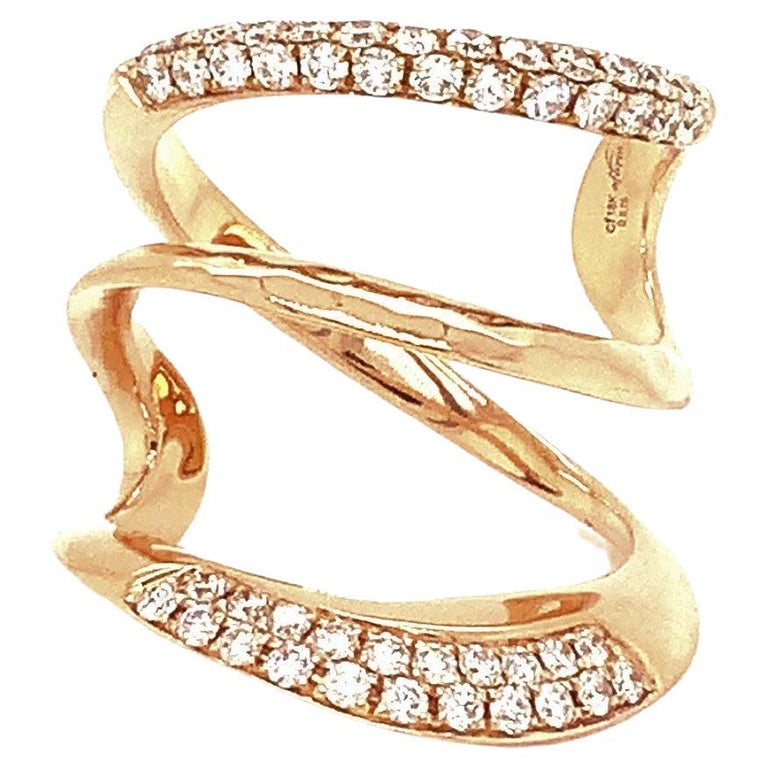 Afarin Collection Triple Band Wide Knuckle Diamond Ring in 18kt Rose ...