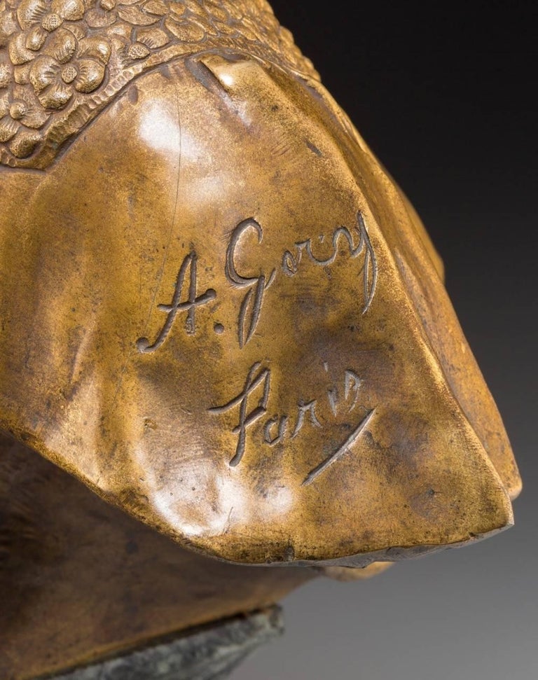 Affortunato Gory Italian Bronze and Marble Bust of a Woman at 1stDibs
