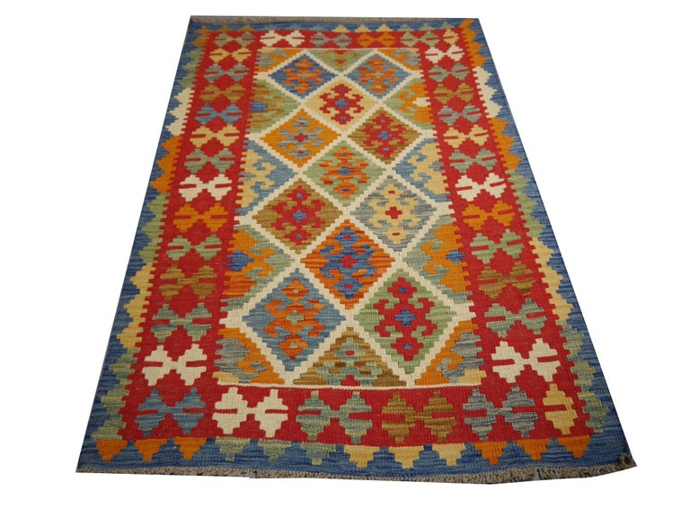 Afghan Kilim Rug with Natural Dyes Flat Hand Woven Kelim at 1stDibs ...