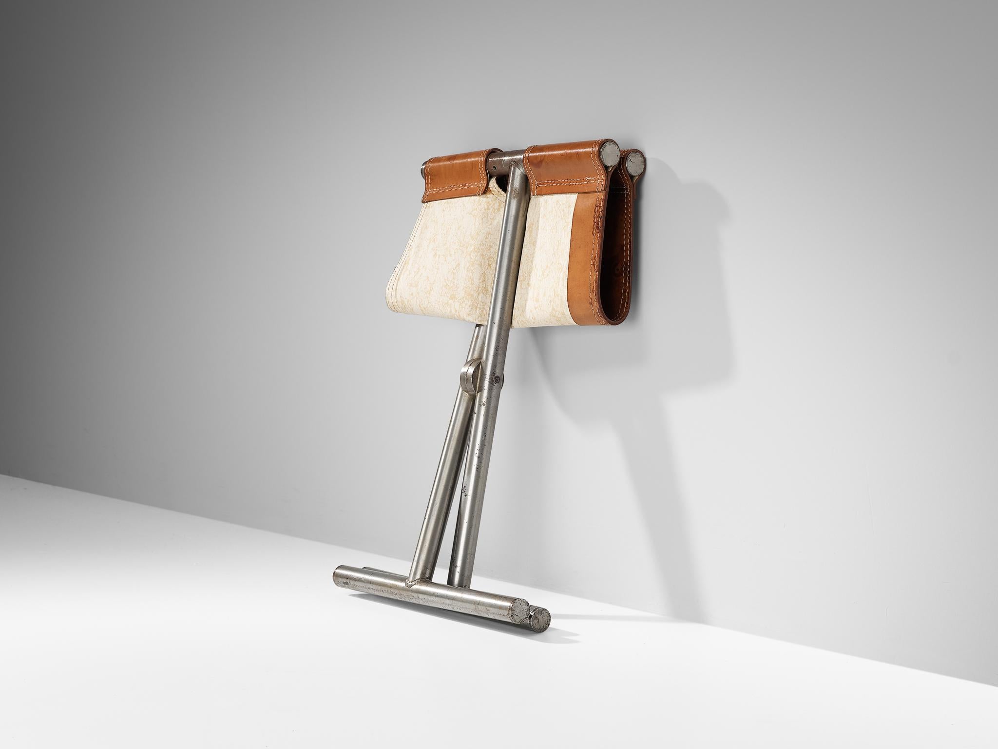 Afra and Tobia Scarpa ‘Benetton’ Stool in Leather and Steel For Sale at ...
