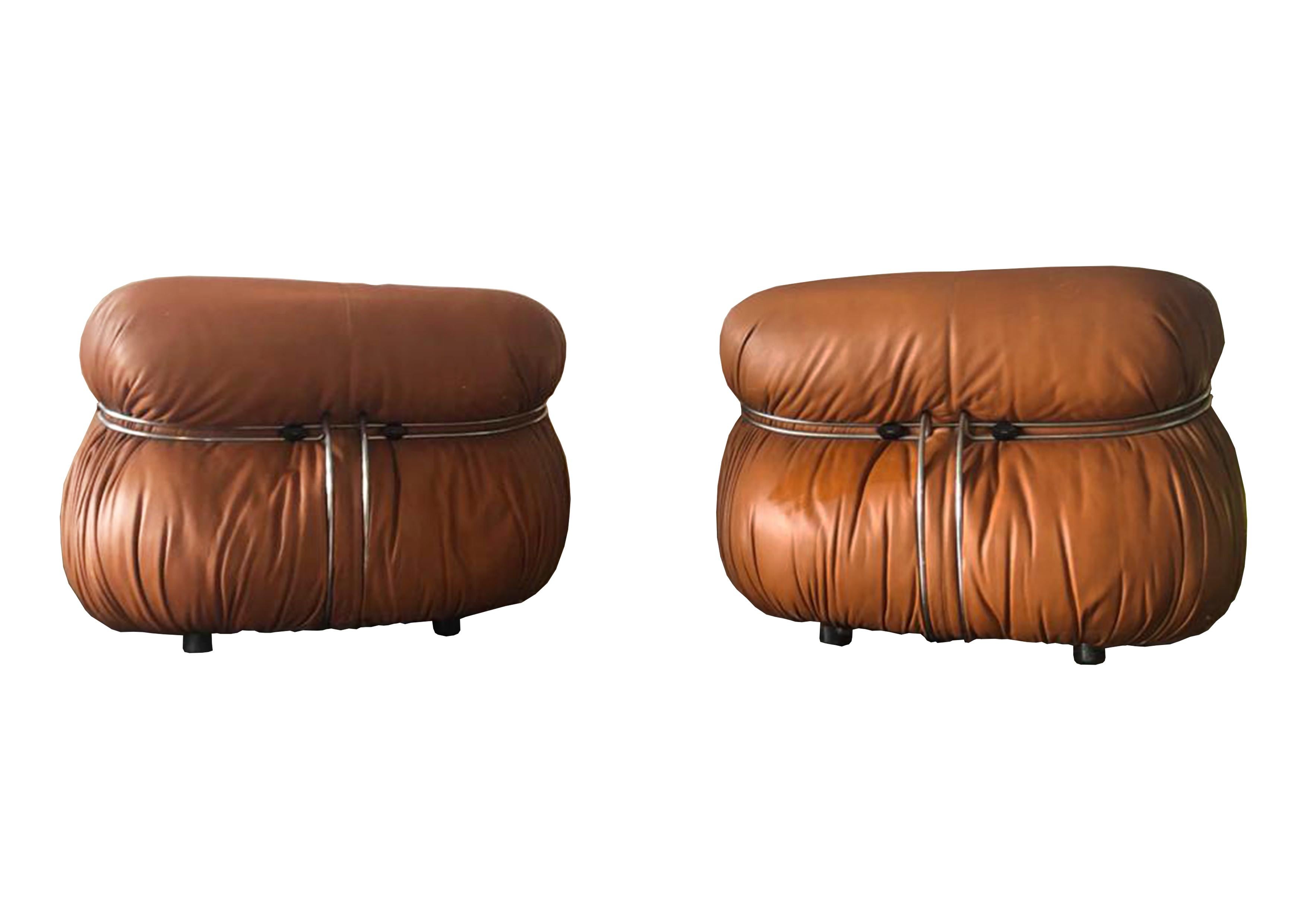 Afra and Tobia Scarpa Cognac Leather Soriana Chaise Lounge for Cassina ...