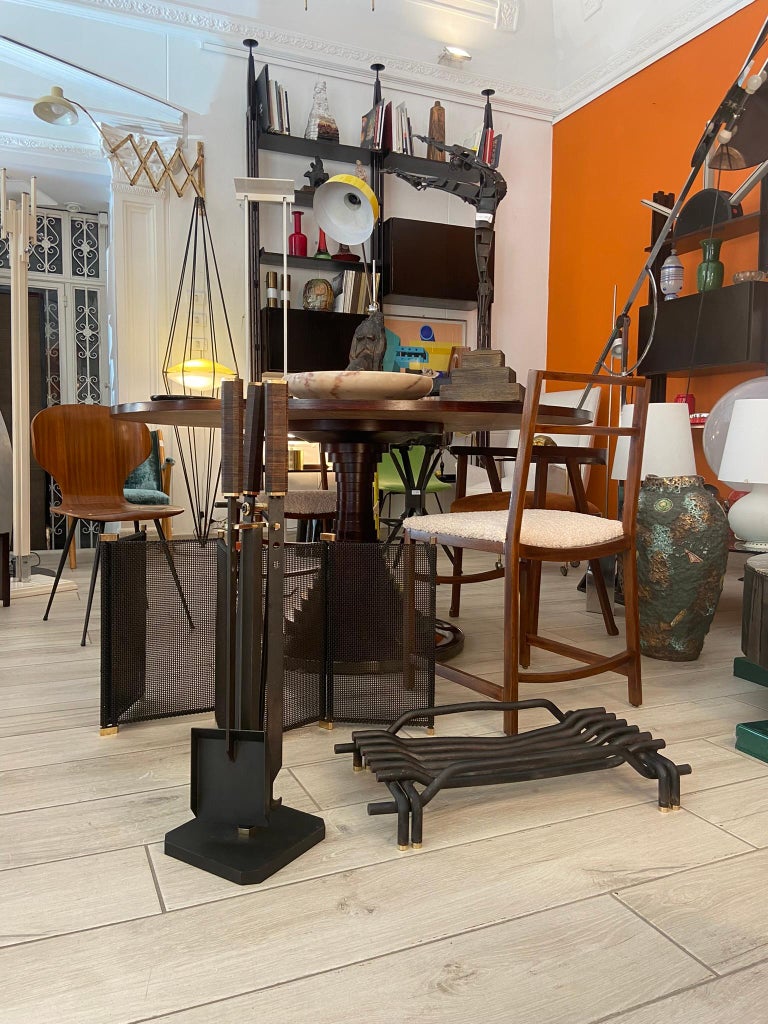 Afra and Tobia Scarpa for Dimensione Fuoco Fireplace Set in Iron and ...