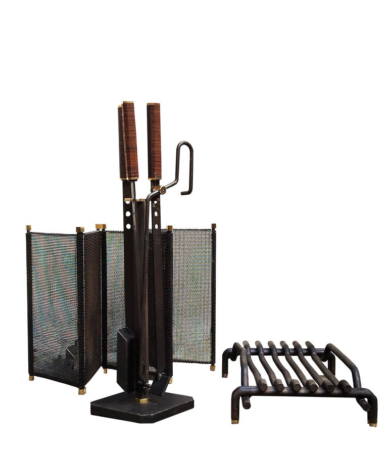 Afra and Tobia Scarpa for Dimensione Fuoco Fireplace Set in Iron and ...