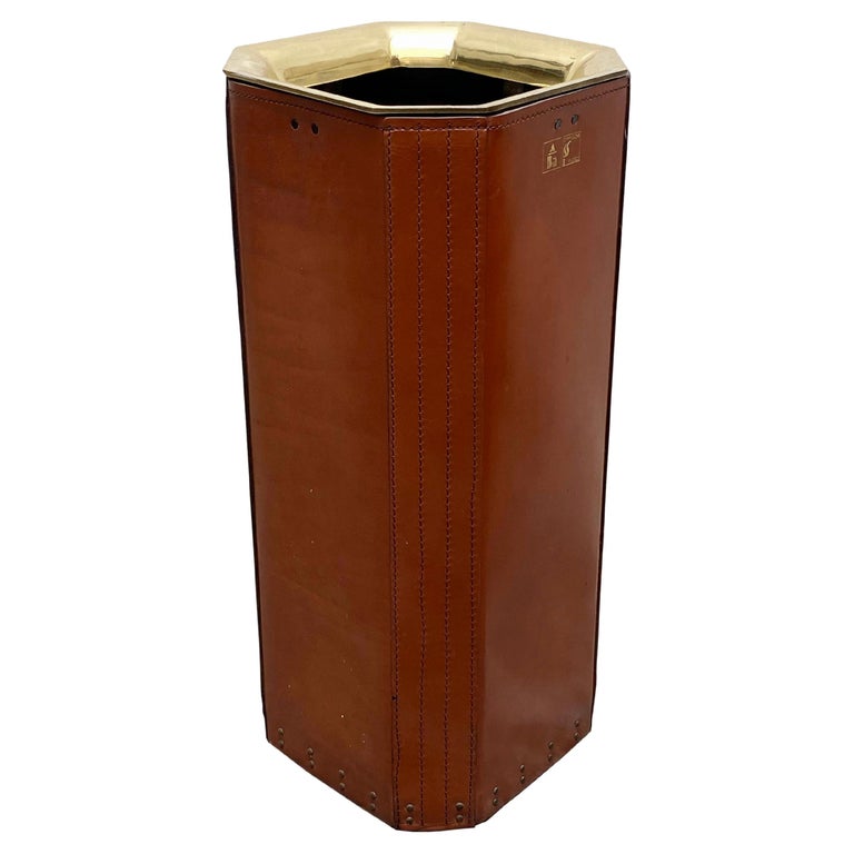 Afra and Tobia Scarpa for Dimensione Fuoco Leather and Brass Umbrella ...