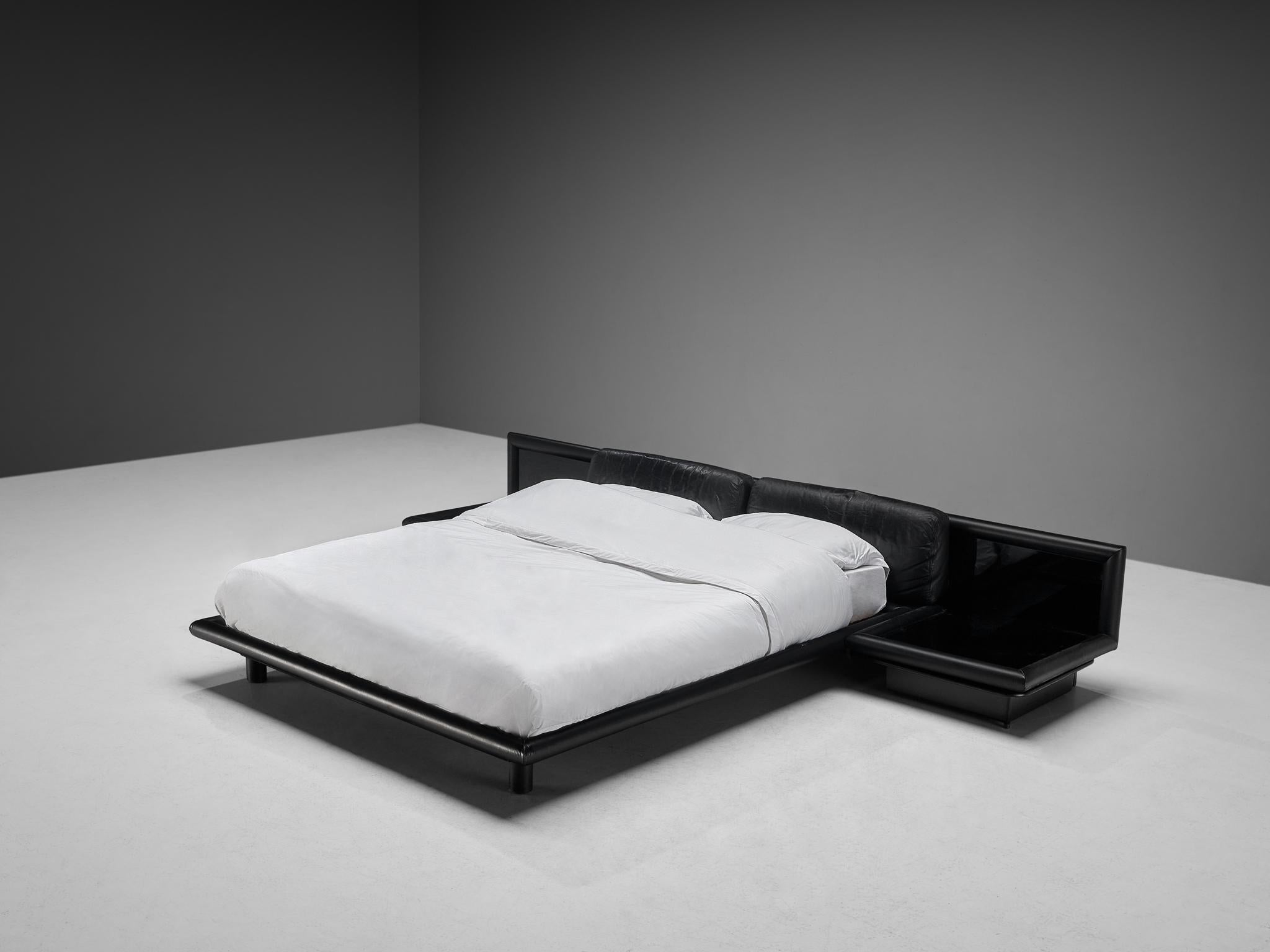 Afra and Tobia Scarpa for Molteni ‘Morna’ Bed with Nightstands in Black ...