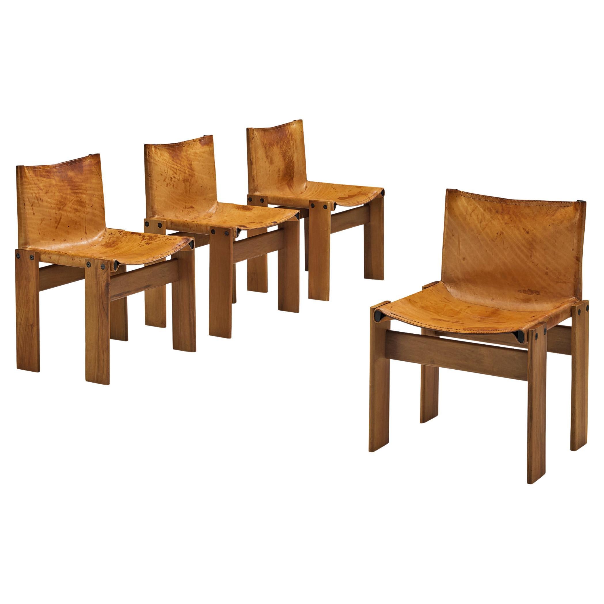 Pair of Afra and Tobia Scarpa Monk Tan Chairs for Molteni, Italy, 1974 ...