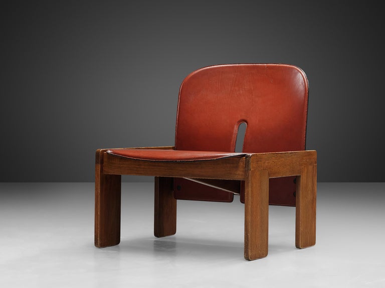 Afra and Tobia Scarpa Lounge Chair Model '925' in Walnut and Red ...