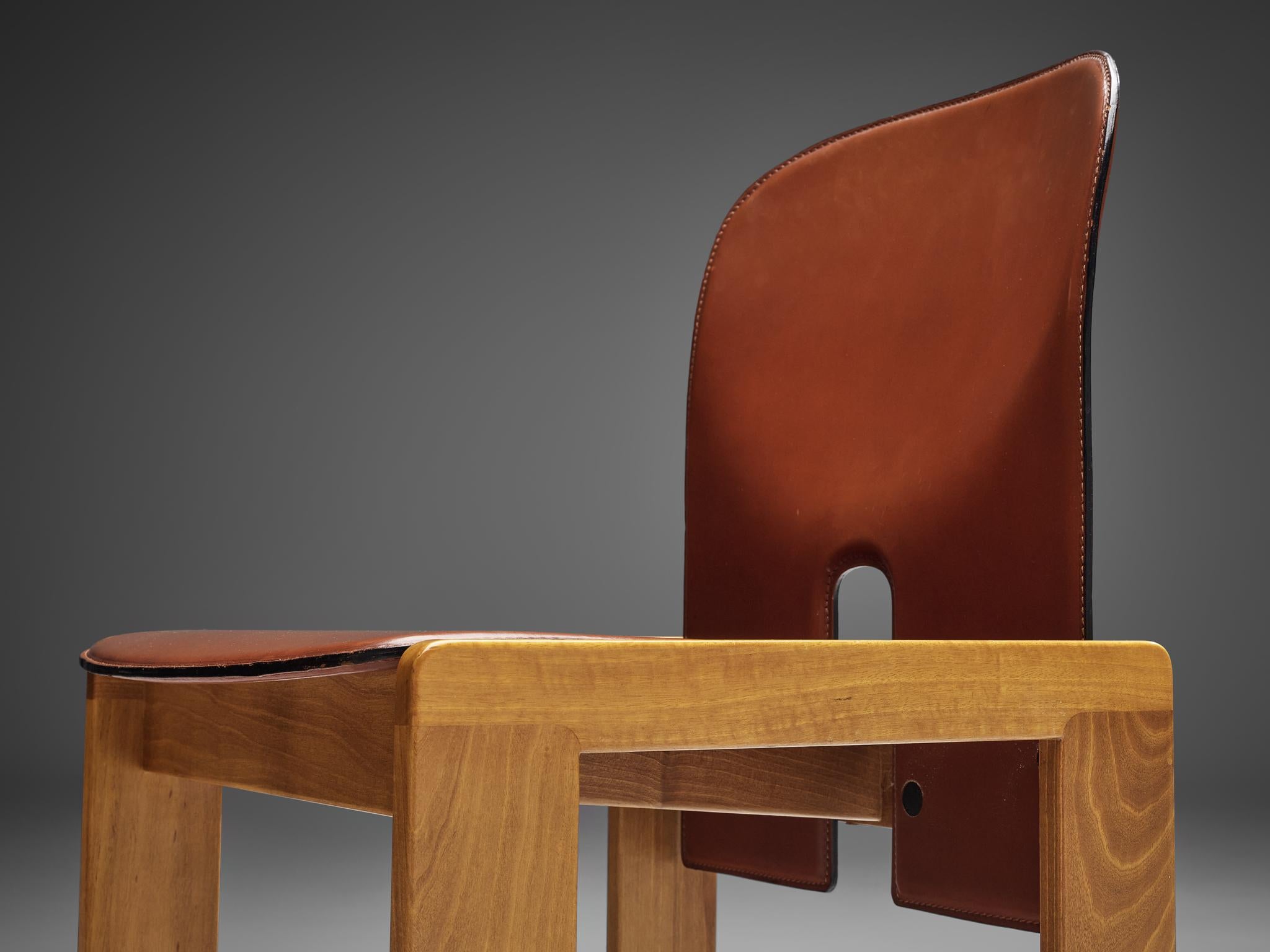 Afra and Tobia Scarpa Set of Eight '121' Dining Chairs in Red Leather ...