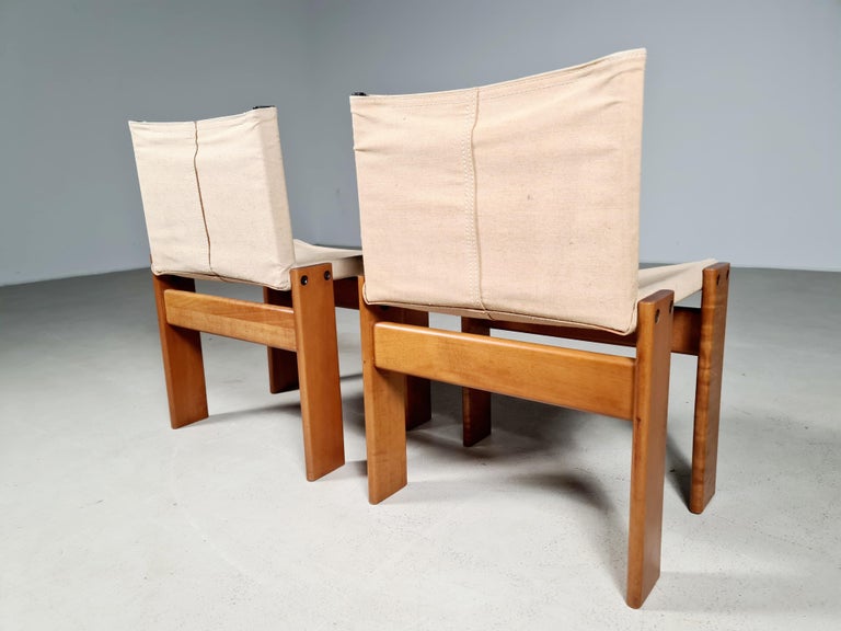 Afra and Tobia Scarpa Set of Six 'Monk' Dining Chairs in Canvas, 1970s ...