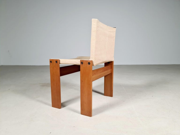 Afra and Tobia Scarpa Set of Six 'Monk' Dining Chairs in Canvas, 1970s ...