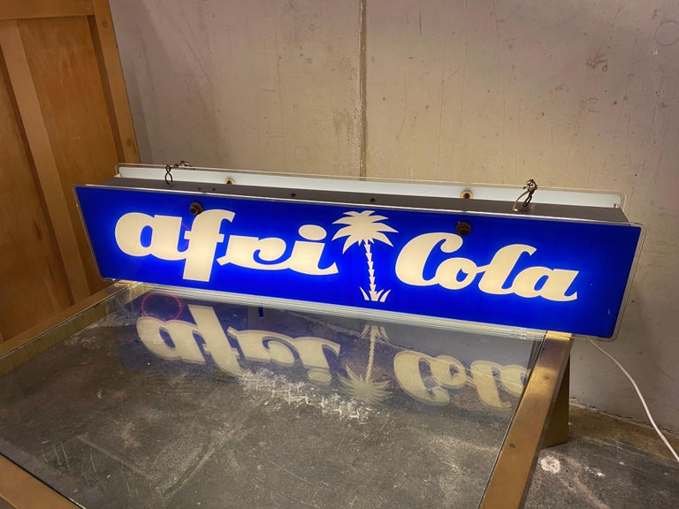 Afri Cola Illuminated Advertising, Glass Ceiling Lamp, 1950s, Sign For ...