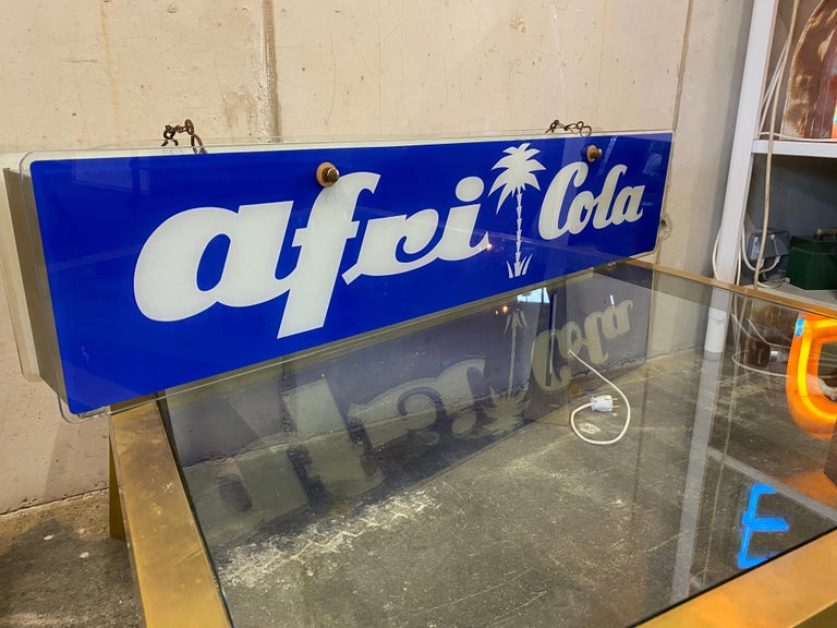 Afri Cola Illuminated Advertising, Glass Ceiling Lamp, 1950s, Sign For ...