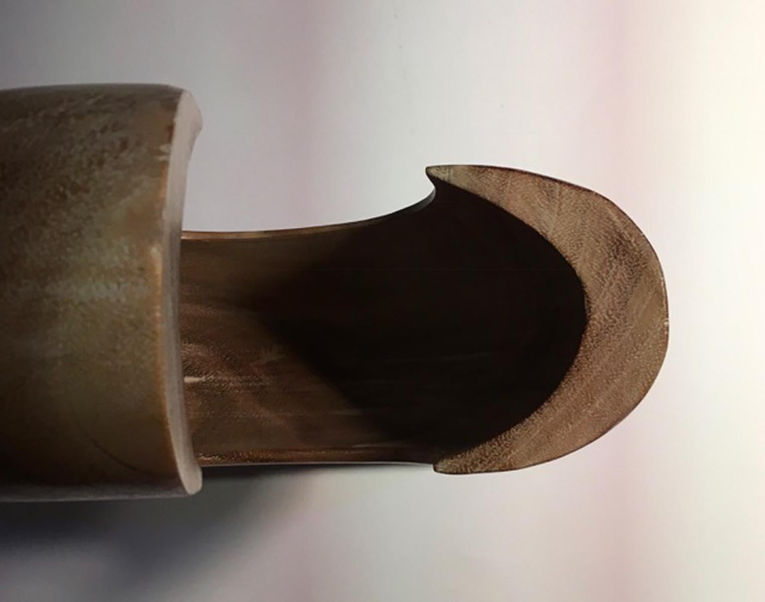 Carved Natural Wood Sculpture Organic Shape Decorative Object on Stand ...