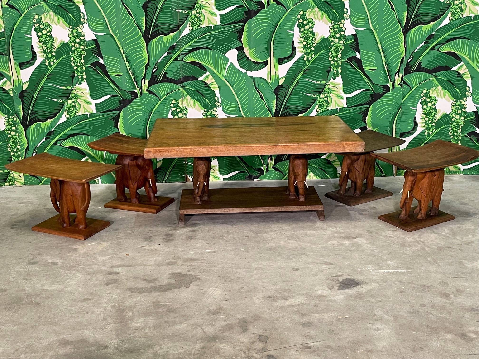 African Art Deco Ashanti Style Elephant Table and Stools For Sale at ...