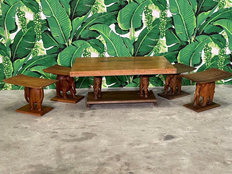 African Art Deco Ashanti Elephant Table and Stools For Sale at 1stDibs