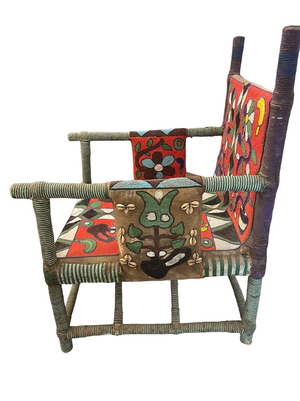 African Beaded Yoruba Chair Ca 1900 For Sale at 1stDibs