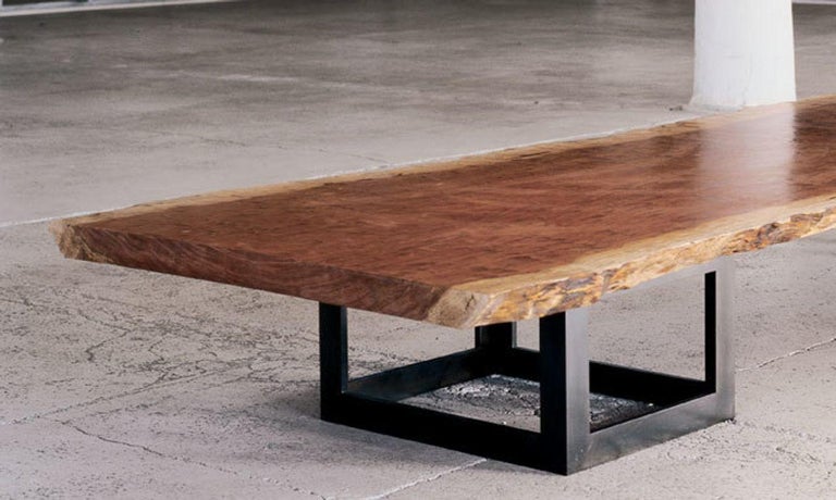 Organic Live Edge African Bubinga Bench/Low Table with Blackened Steel ...