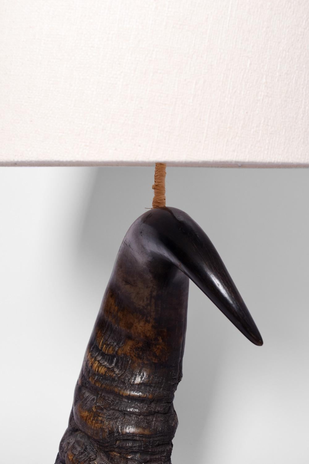 African Buffalo Horn Lamp, 20th Century For Sale at 1stDibs