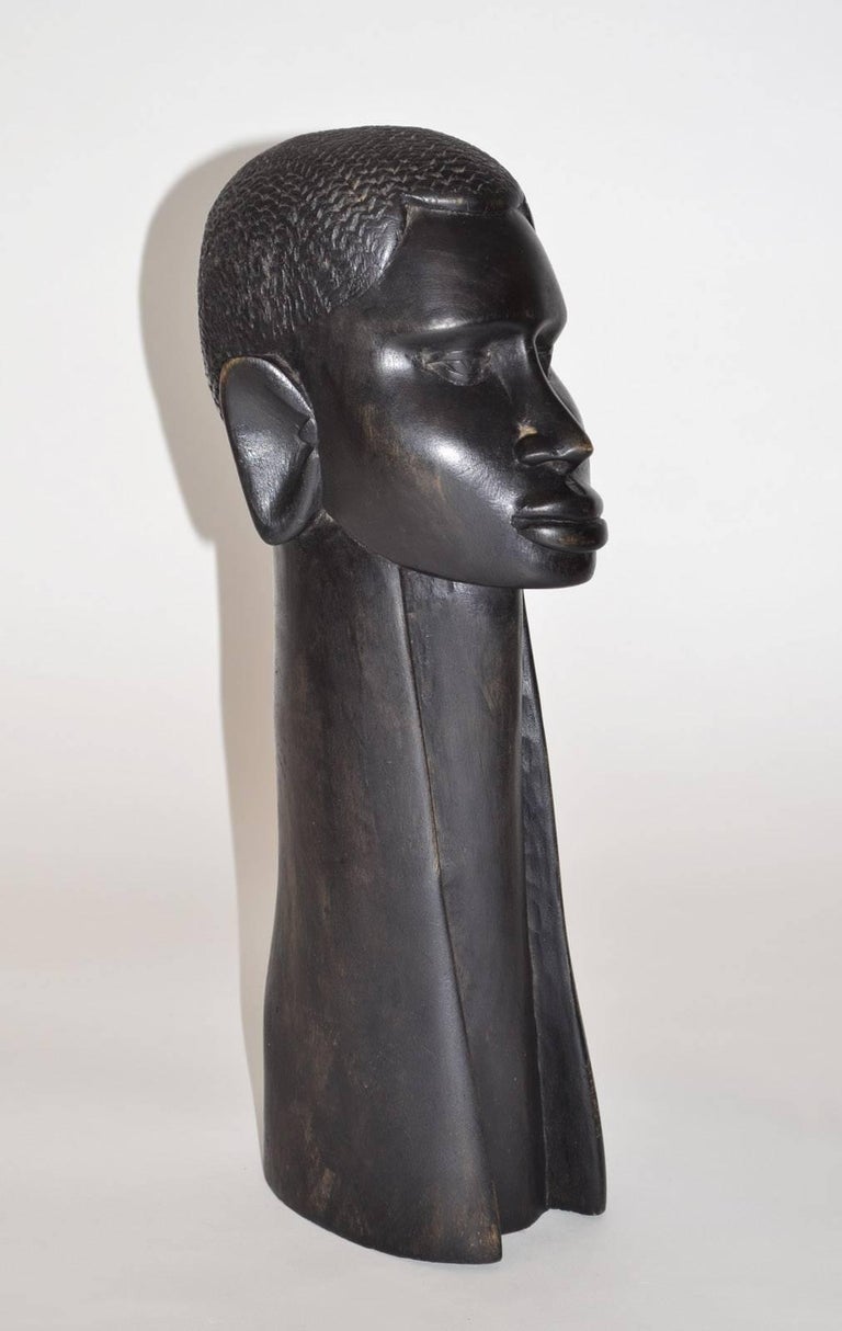 African Bust Carving Ebony Wood at 1stDibs