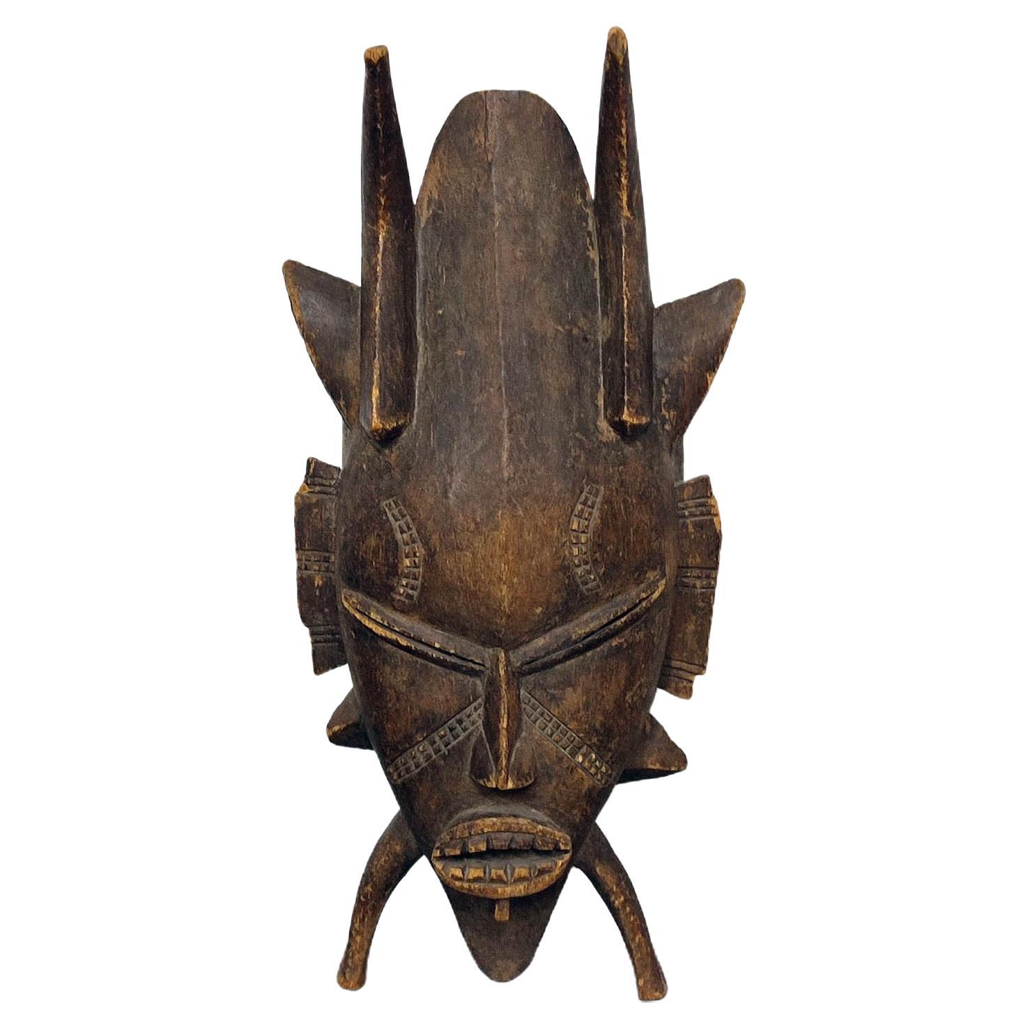African Baule Tribe Intricately Carved Wood Fertility Mask at 1stDibs