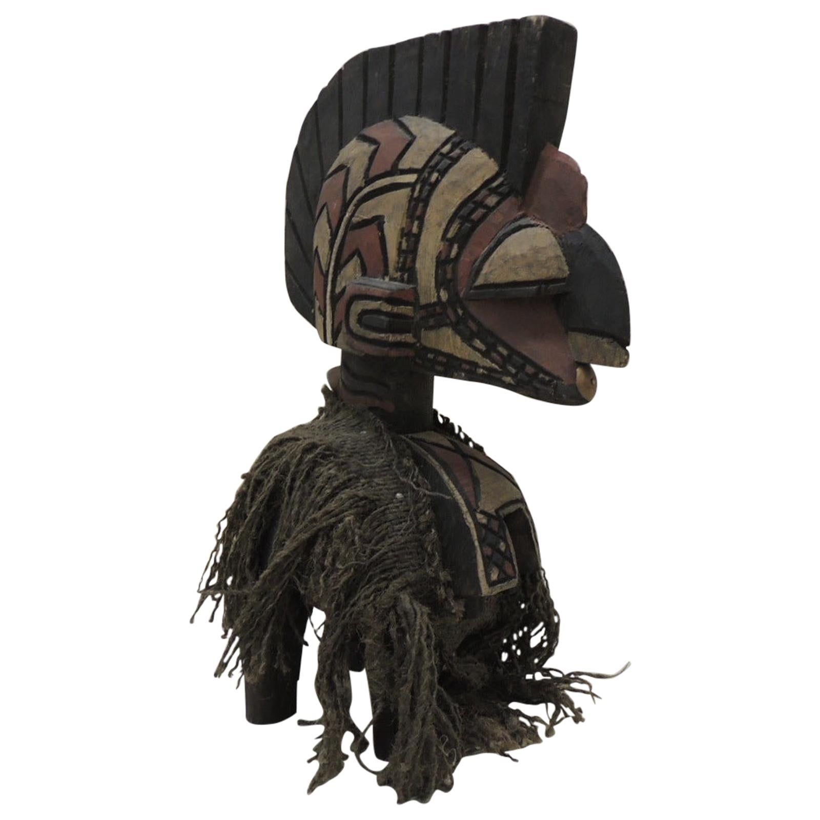 African D’mba Style Shoulder Mask Aka Spirit Artisanal Sculpture at 1stDibs