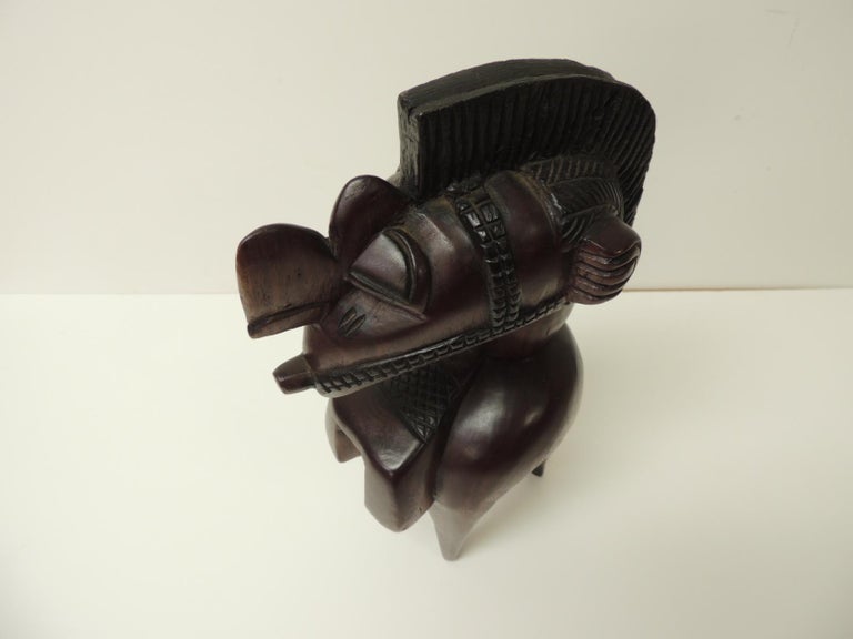 African D’mba Style Shoulder Mask Aka Spirit Artisanal Sculpture at 1stDibs