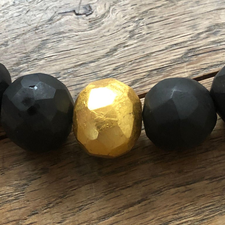 African Ebony Gold Leaf Faceted Pearl Necklace For Sale at 1stDibs ...