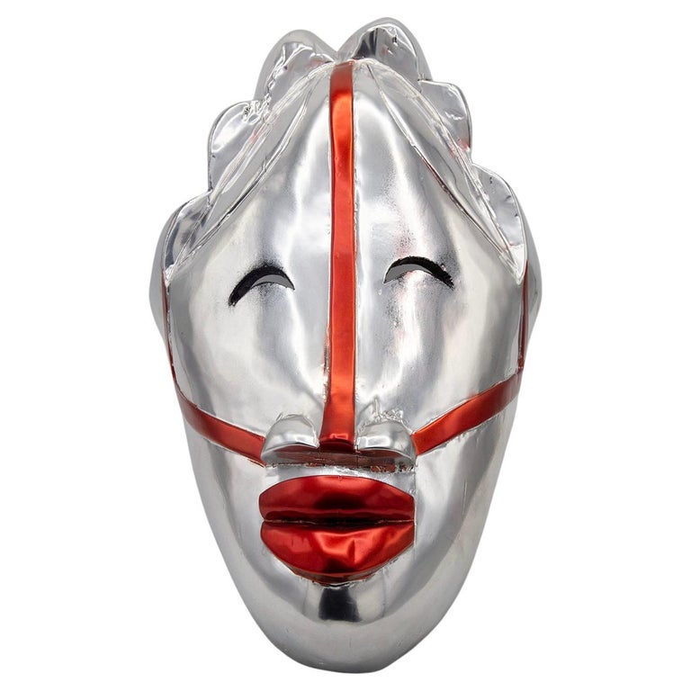 African futurist silver mask created by Bomber Bax For Sale at 1stDibs