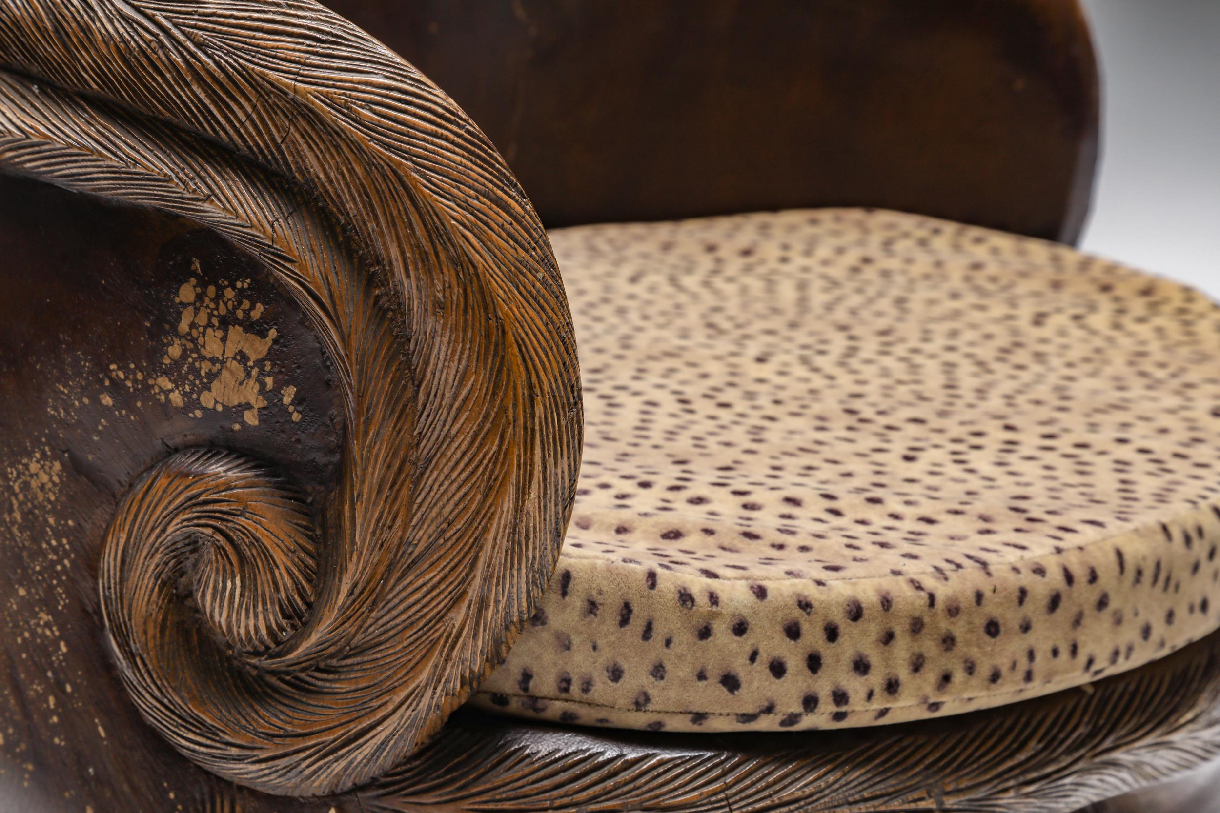 African Hand Carved Elephant Chair, 20th Century For Sale at 1stDibs