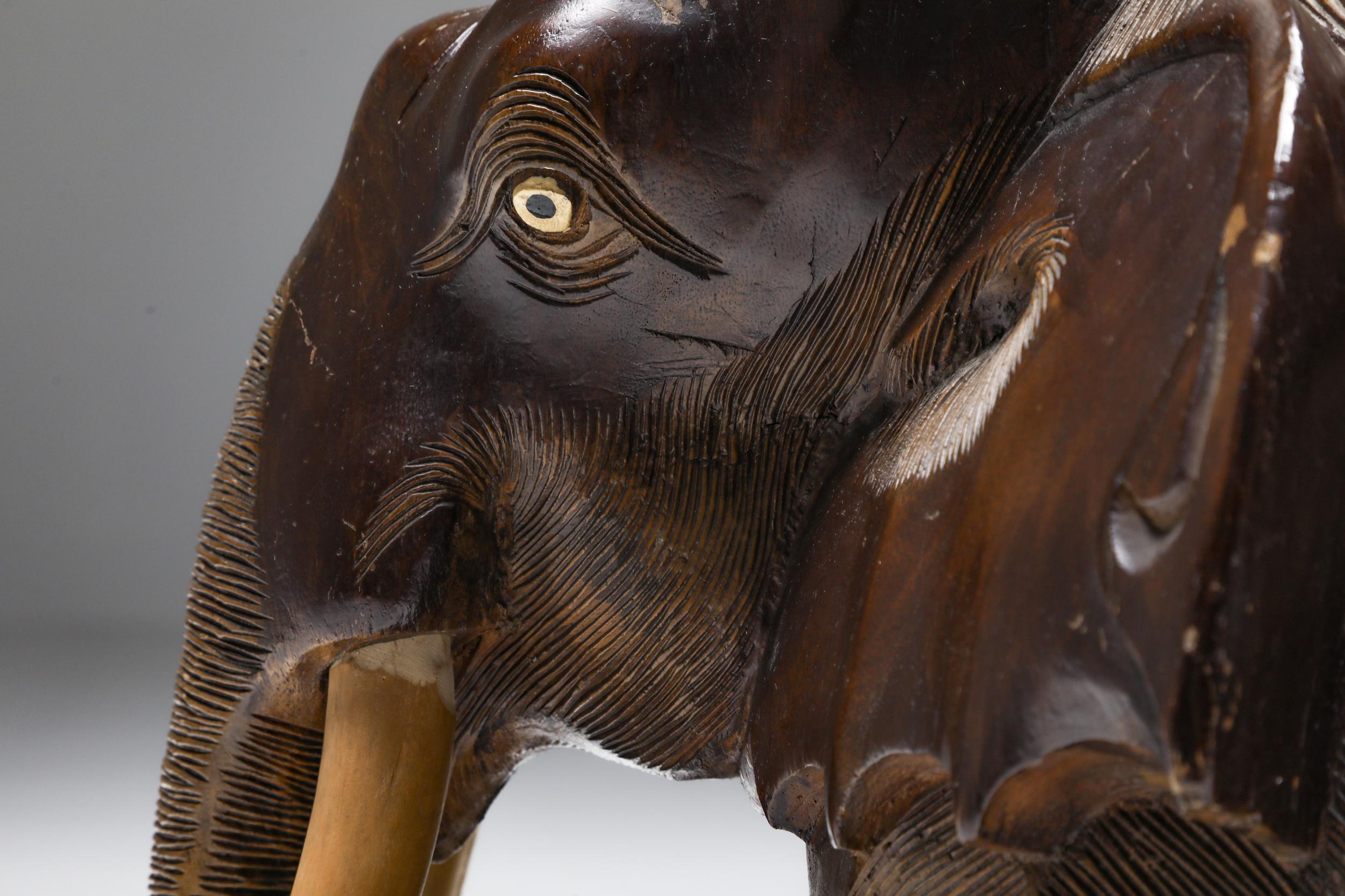 African Hand Carved Elephant Chair, 20th Century For Sale at 1stDibs