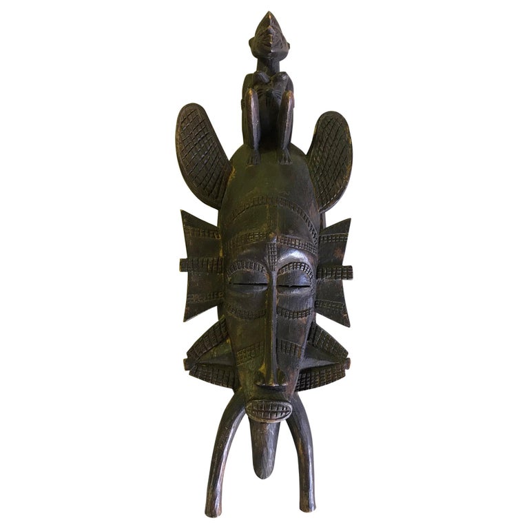 African Intricately Carved Senufo Tribe Kpeliye Kpelie Kpeliyee Mask at ...