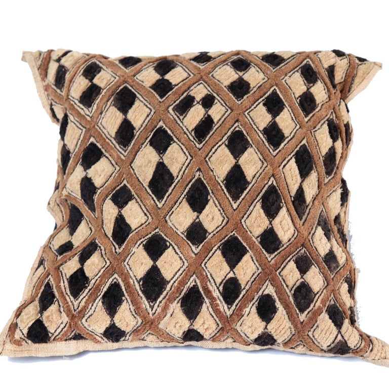 African Kuba Cloth Decorative Throw Pillow For Sale at 1stDibs