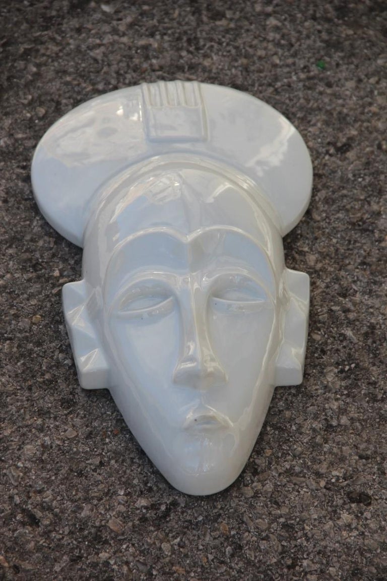 African Mask in Hard Porcelain Glossy French Design 2010 Jean Dange ...