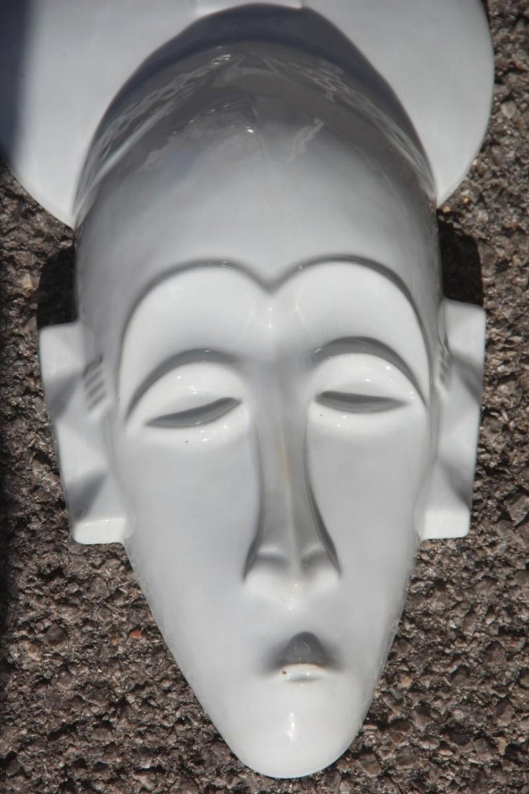 African Mask in Hard Porcelain Glossy French Design 2010 Jean Dange ...