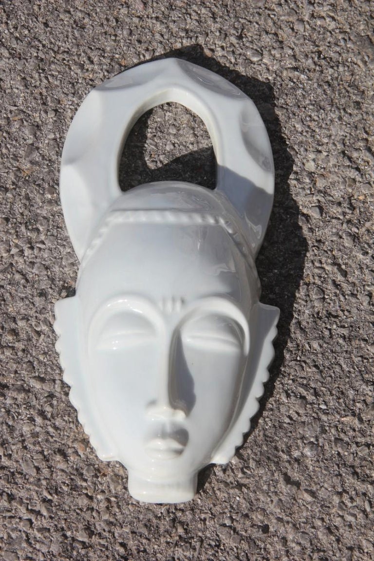 African Mask in Hard Porcelain Glossy French Design 2010 Jean Dange ...