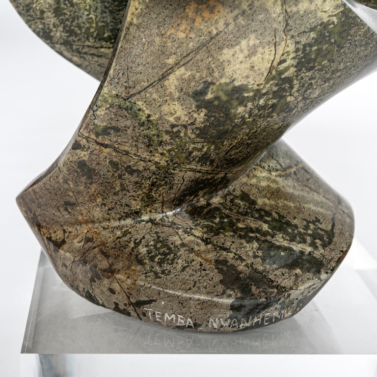 African, Modern, Abstract Opal Green Springstone Sculpture by Temby ...