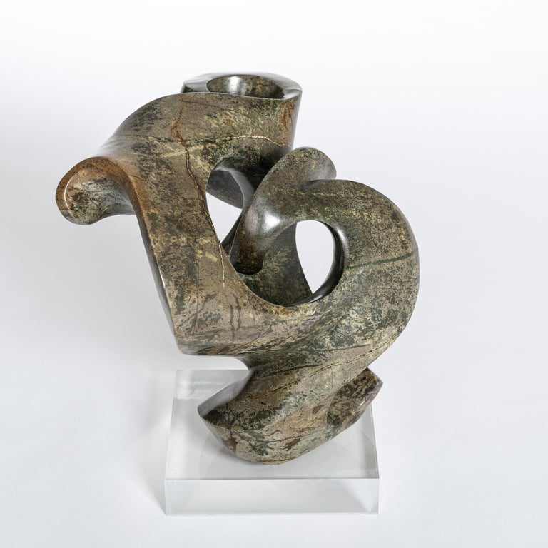 African, Modern, Abstract Opal Green Springstone Sculpture by Temby ...