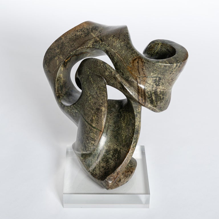 African, Modern, Abstract Opal Green Springstone Sculpture by Temby ...