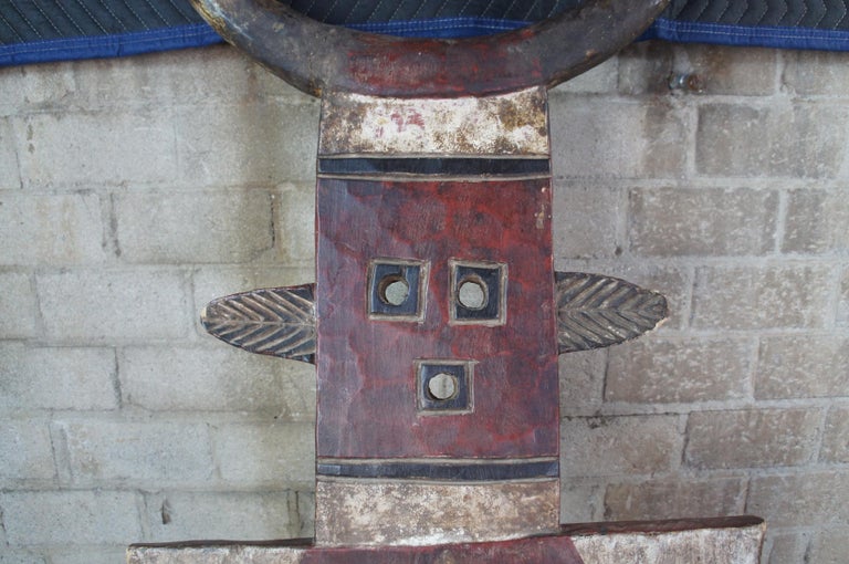 African Nafana Bedu Plank Mask Goli Tribal Ceremonial Shield Ghana ...