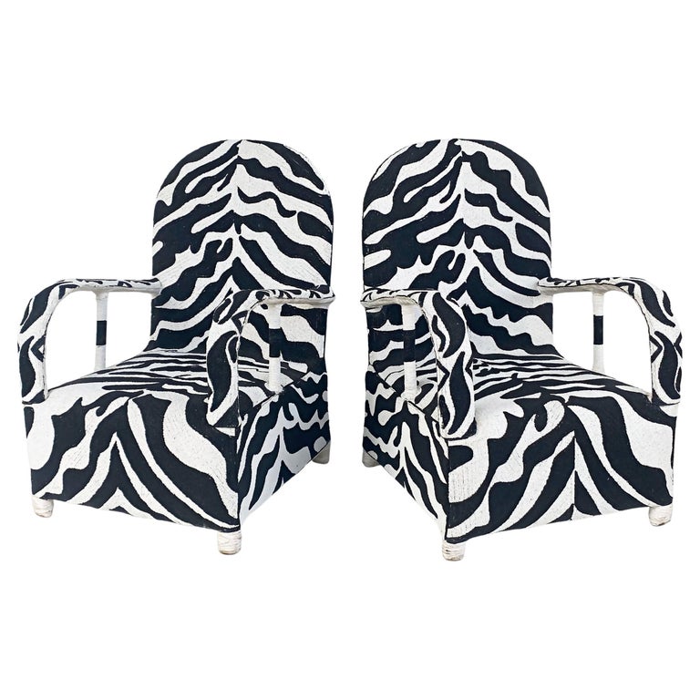 African Nigeria Hand-Beaded Zebra Style Nobilty Chairs, Pair For Sale ...