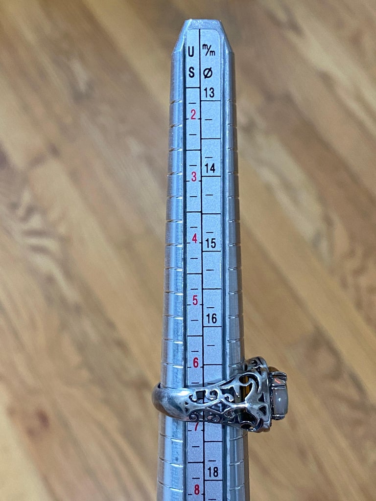 African Opal and Tsavorite Garnet Ring in Sterling Silver For Sale at ...