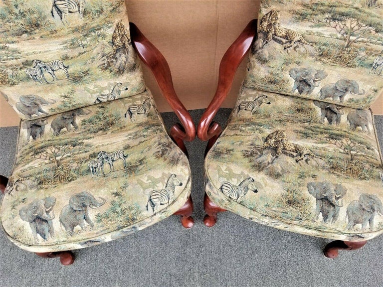 African Safari Style Accent Dining Armchairs, Set of 2 For Sale at 1stDibs